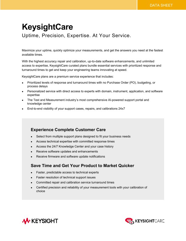 KeysightCare Uptime, Precision, Expertise. At Your Service. PDF Asset Page | Keysight